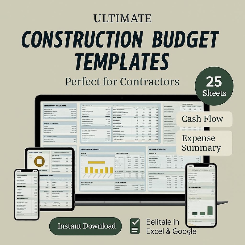 All-in-one Construction Budget Templates Bundle | Excel & Google Sheets ...