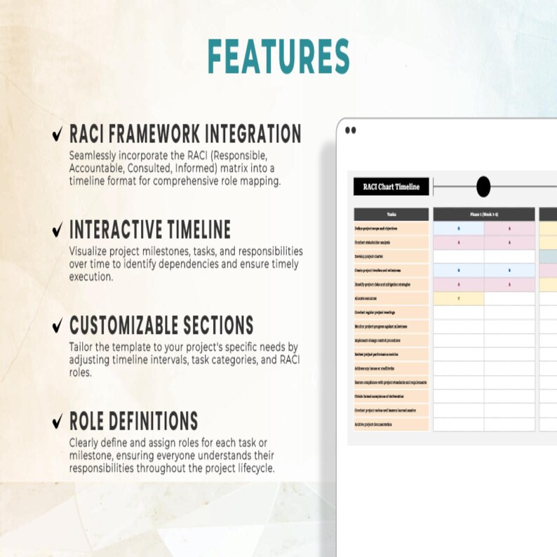 RACI Chart Timeline Template Excel Google Sheets Interactive Project ...