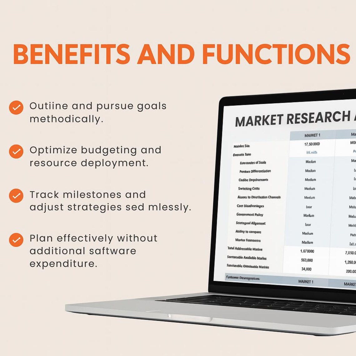 Market Research Analysis Template Excel & Google Sheets | Competitive ...