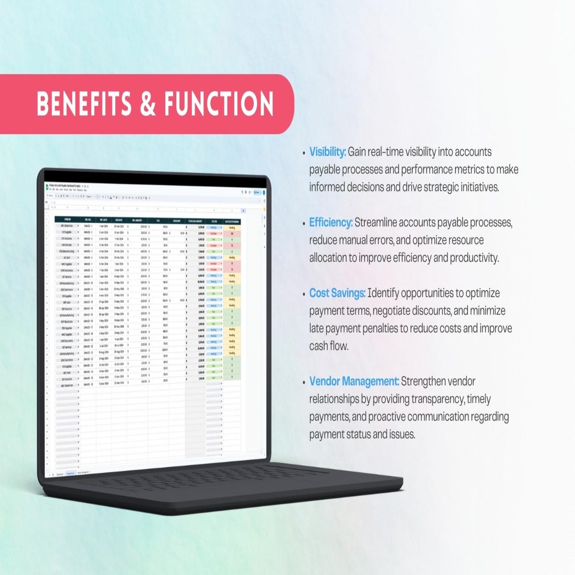 Finance Accounts Payable Dashboard Template – Excel & Google Sheets AP ...
