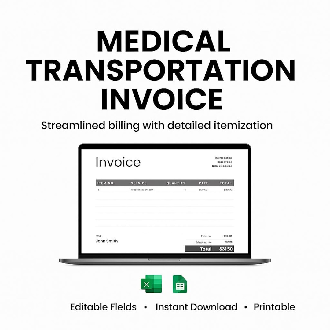 Medical Transportation Invoice Template Excel | Patient Billing and ...