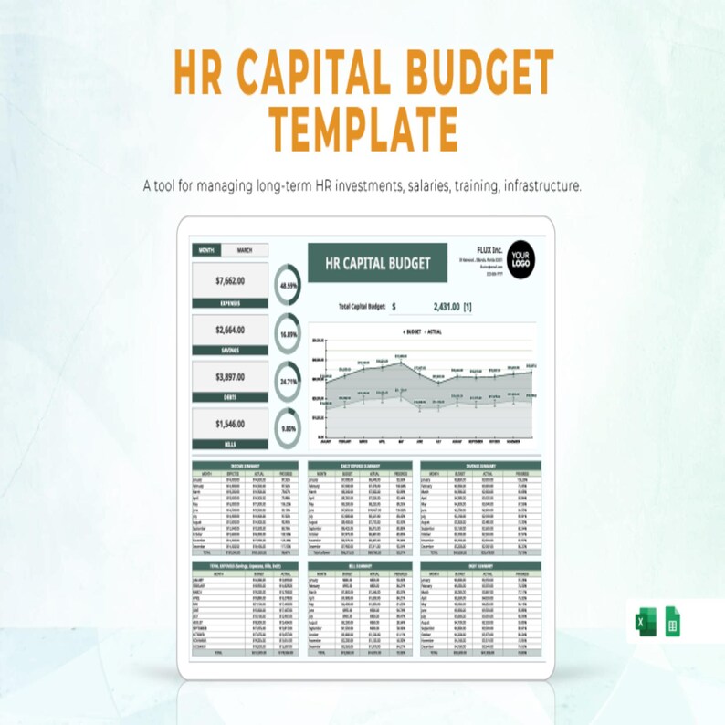 HR Capital Budget Template | Editable Excel, Google Sheets & Printable ...