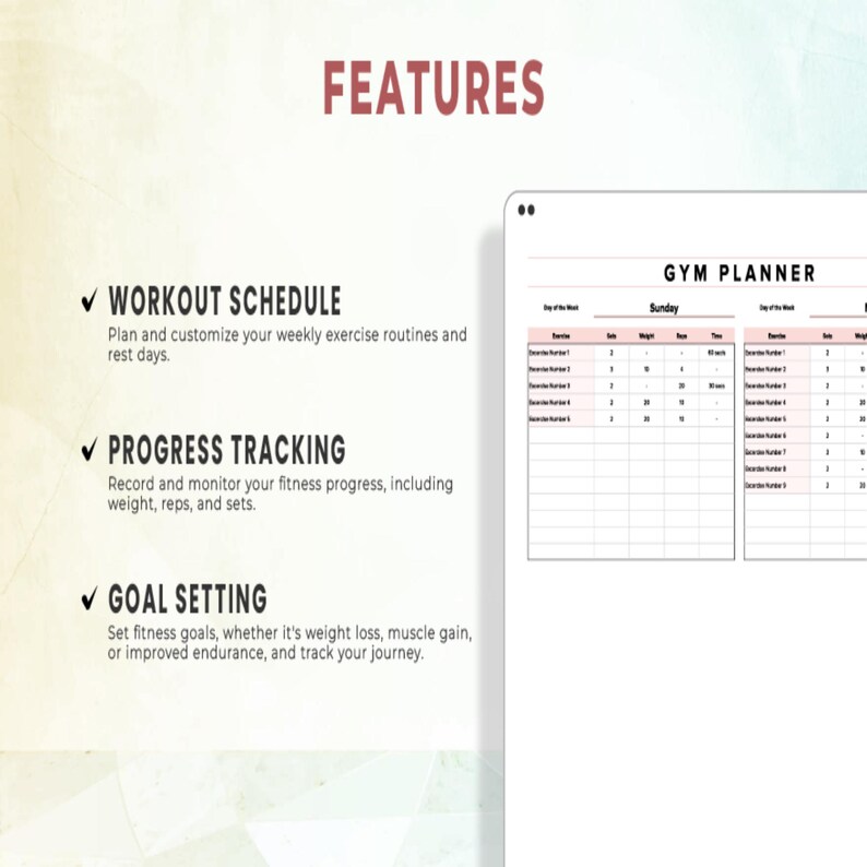 Gym Planner Template • Excel & Google Sheets • Workout Tracker ...