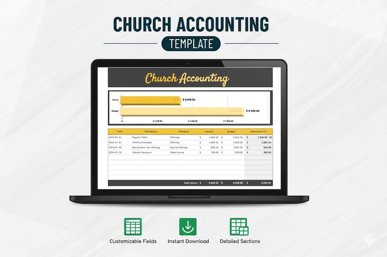 Church Accounting Template Excel & Google Sheets | Donation Tracker ...