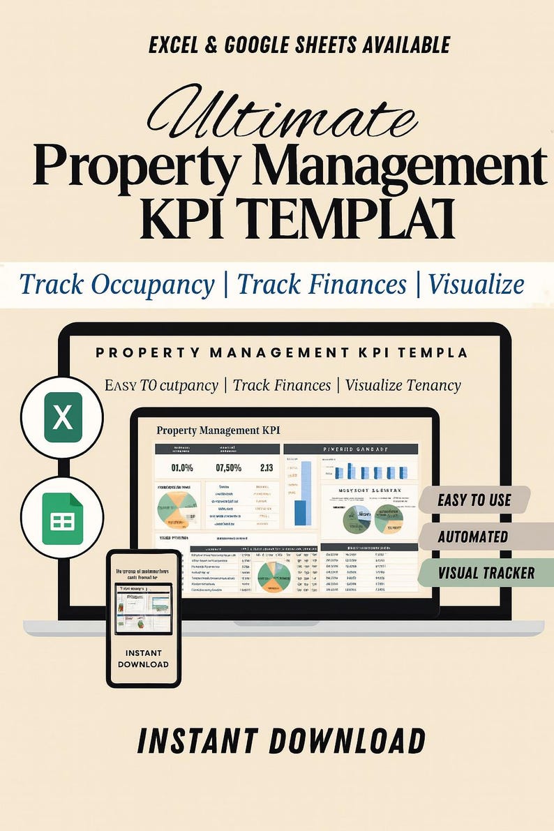 Property Management KPI Dashboard Excel & Google Sheets | Rental ...