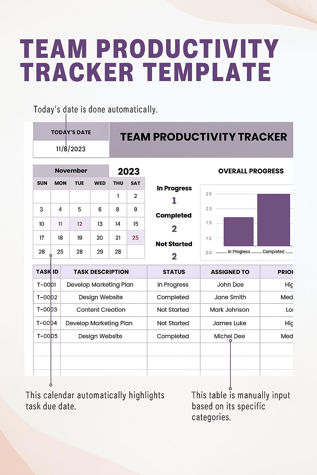 Team Productivity Tracker Template | Employee Task Monitoring Sheet ...