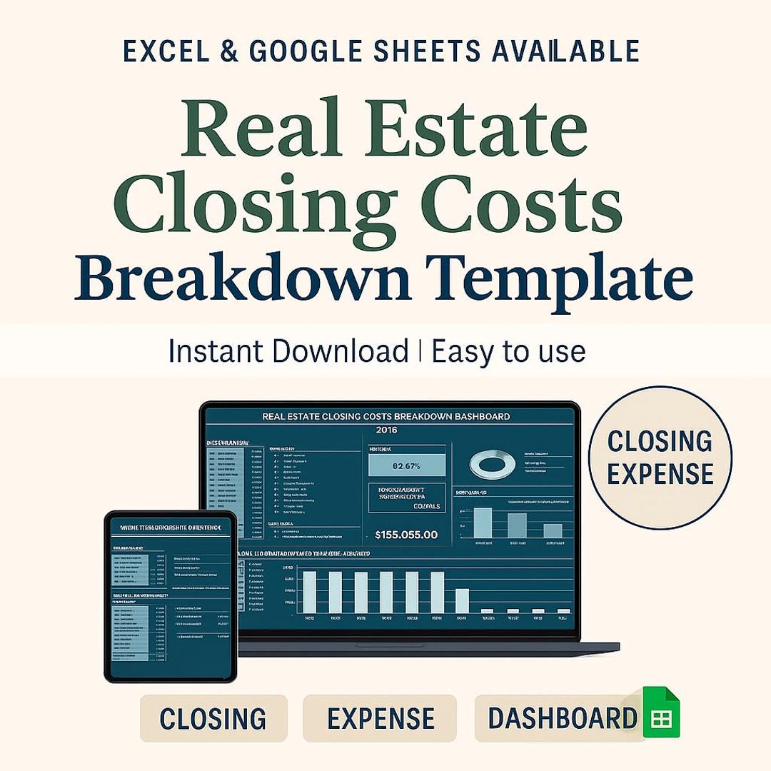 Real Estate Closing Cost Template | Excel & Google Sheets Buyer Seller ...