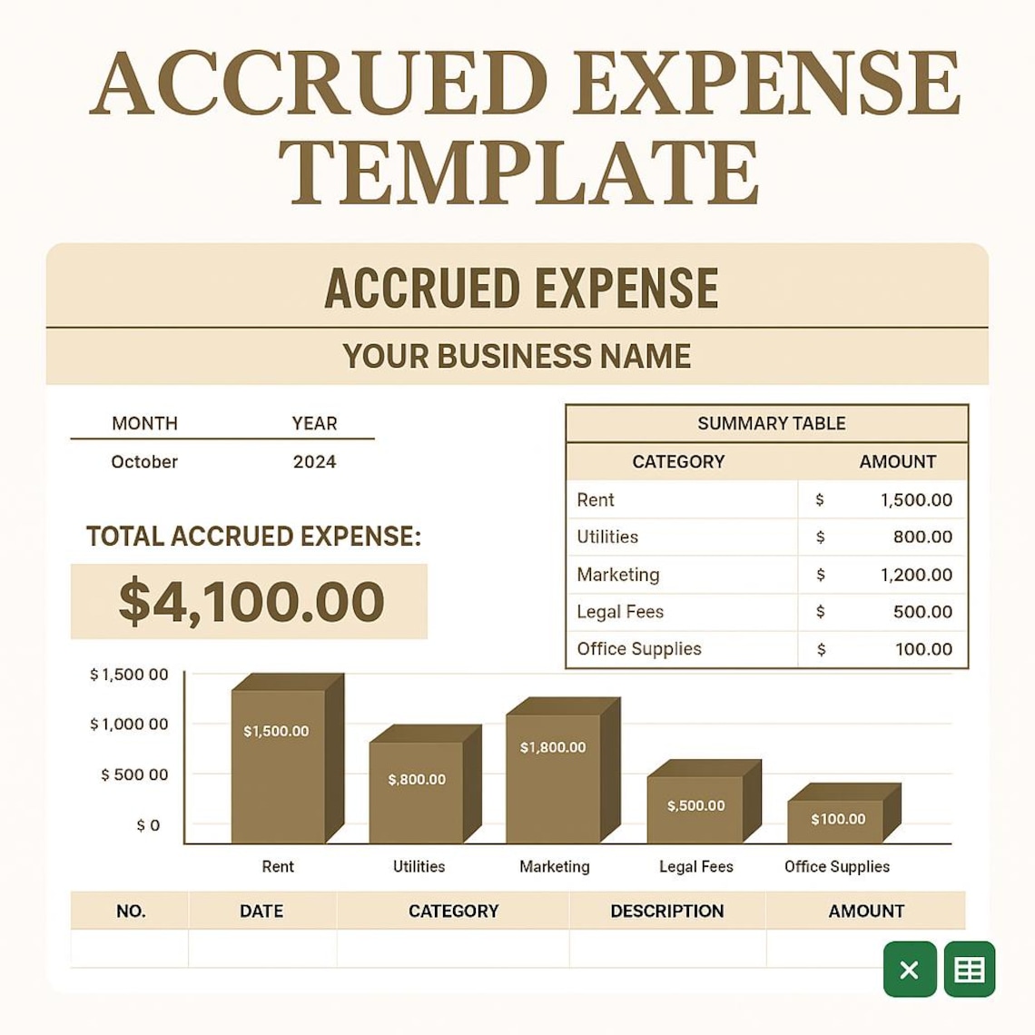 Accrued Expense Tracker Excel Google Sheets Template – Business Accrual ...
