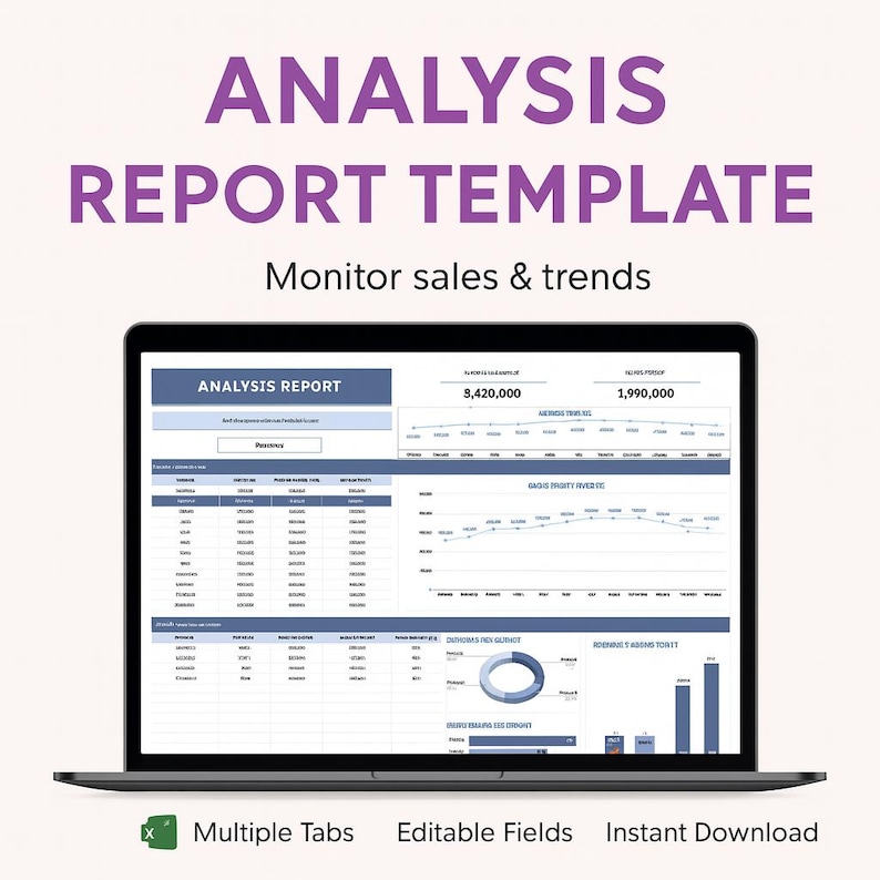 Analysis Report Template Excel & Google Sheets | Business Data Summary ...