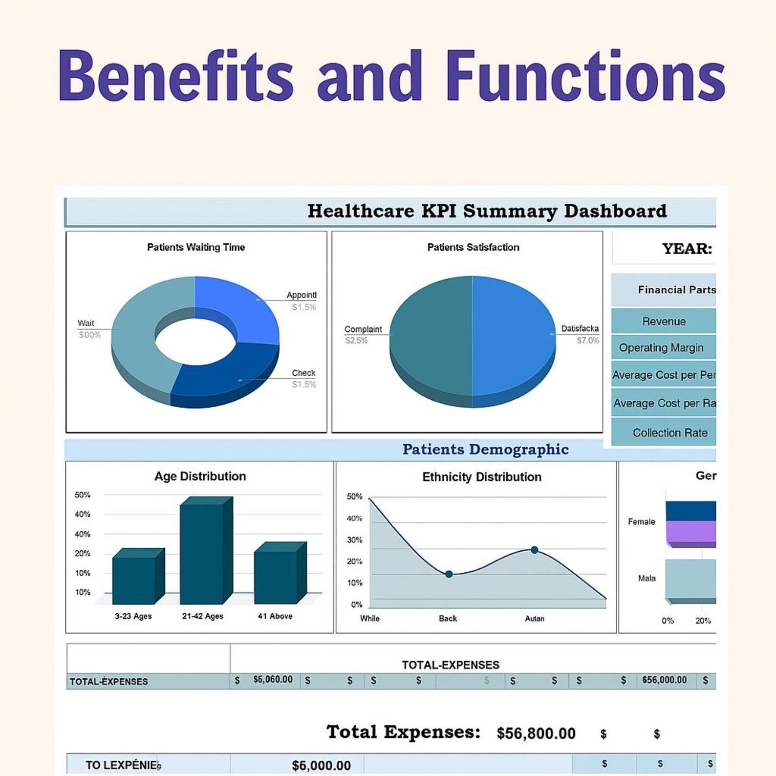 Healthcare KPI Dashboard Excel Google Sheets Template | Medical ...