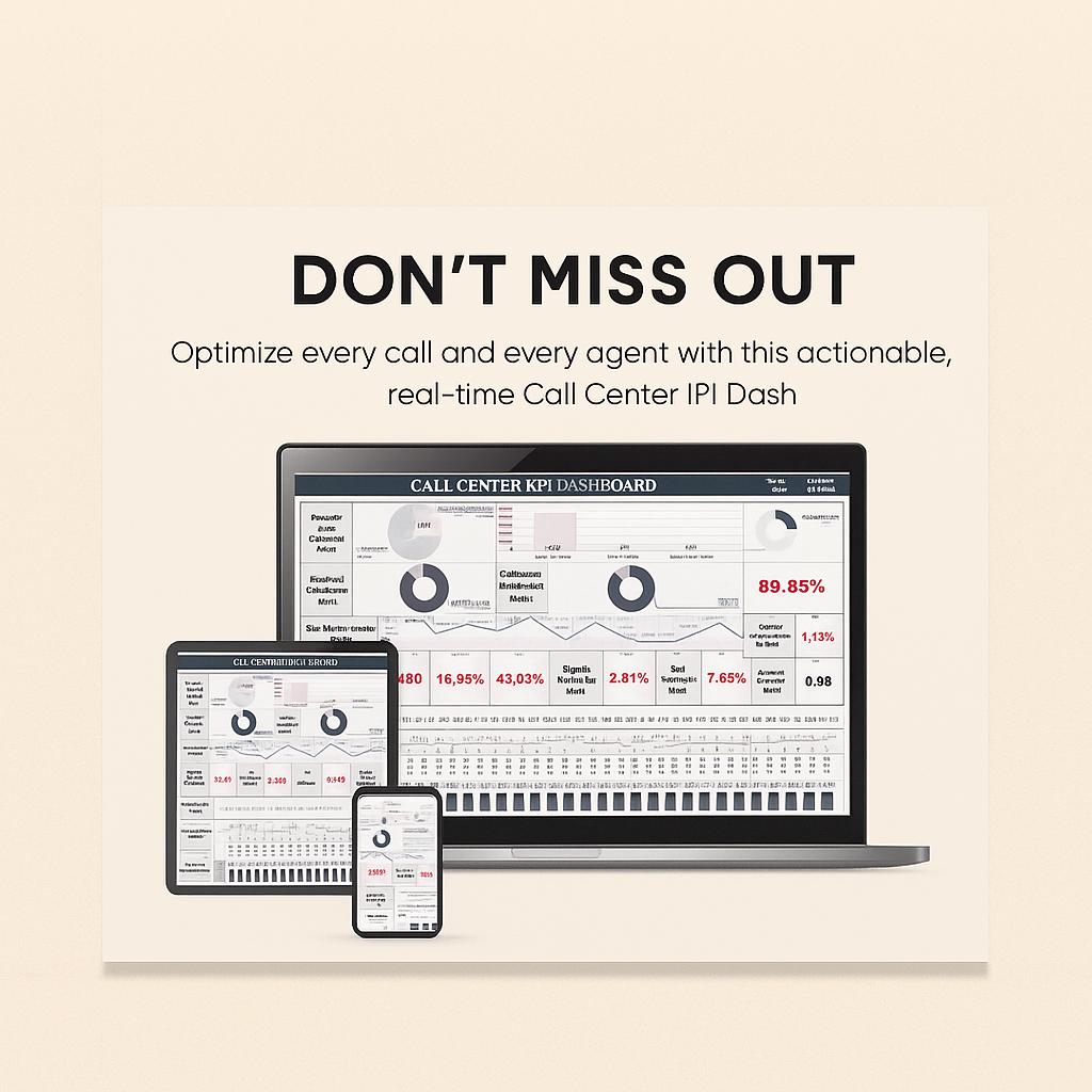 Call Center KPI Dashboard Template for Excel & Sheets | Agent Metrics ...