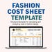 Fashion Cost Sheet Template Excel & Google Sheets | Garment Pricing ...