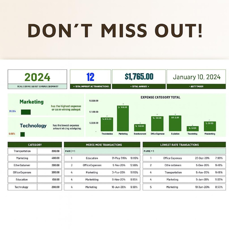 Real Estate Agent Expense Tracker Template | Excel & Google Sheets ...