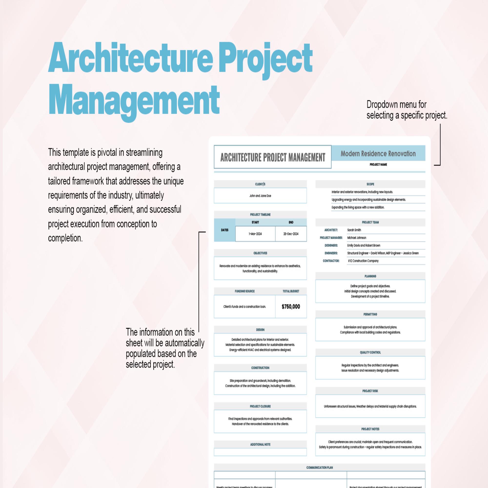Architecture Project Management Template Excel | Construction Task ...
