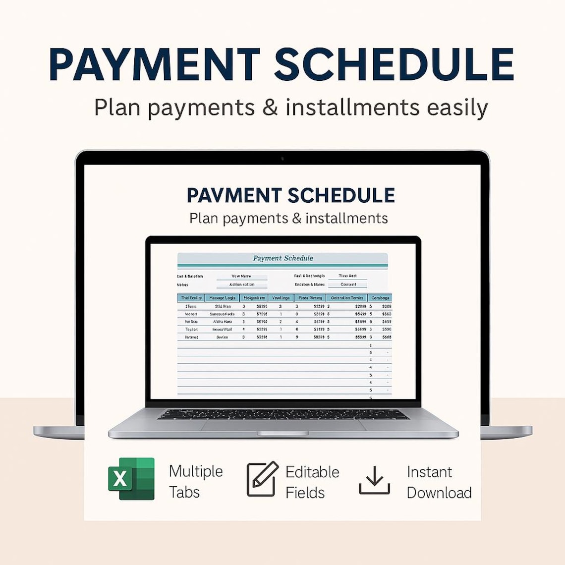 Payment Schedule Excel Template – Payment Tracker, Installment Planner ...