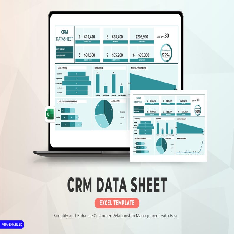 CRM Data Sheet Template – Excel & Google Sheets Customer Database and ...