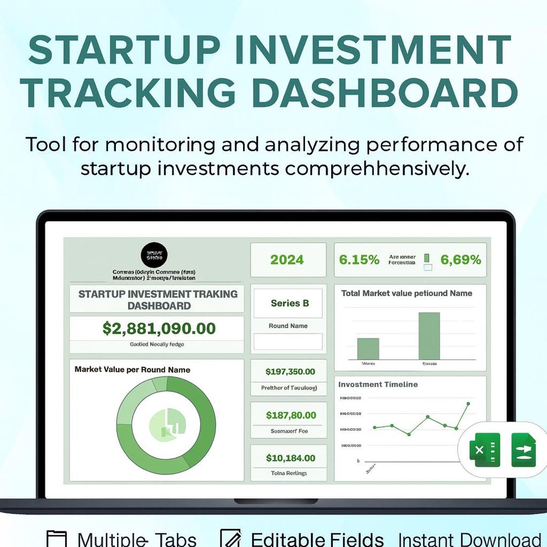 Startup Investment Tracking Dashboard Template Excel Google Sheets ...