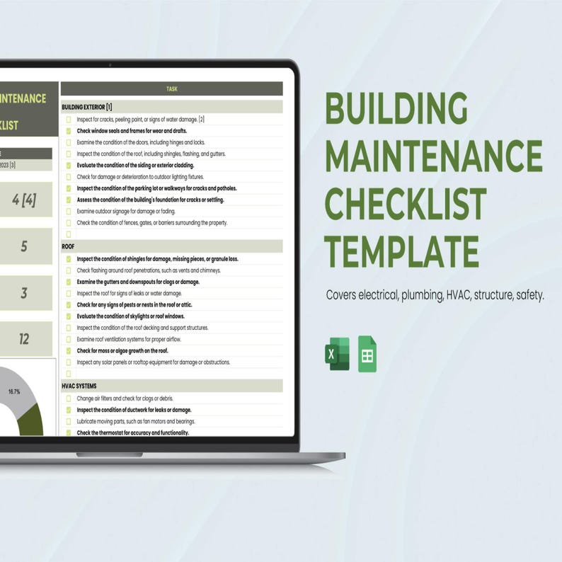 Building Maintenance Checklist Template Excel | Property Inspection ...