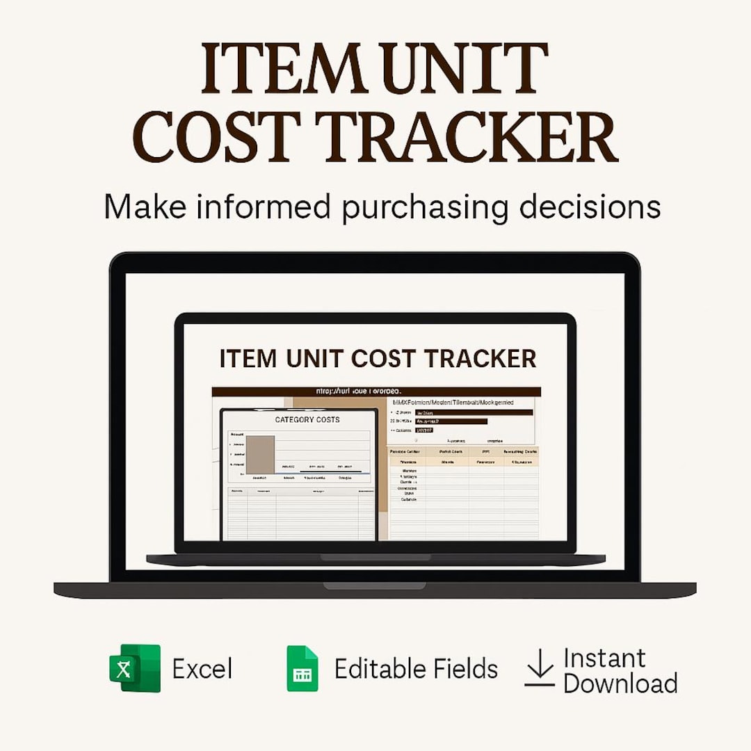 Item Unit Cost Tracker Template Excel & Google Sheets | Track Product ...