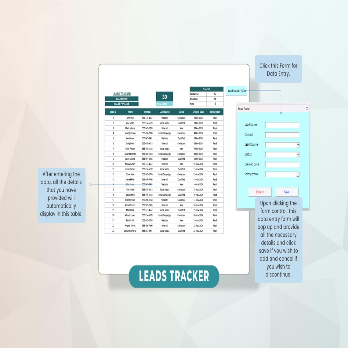 CRM Data Sheet Template – Excel & Google Sheets Customer Database and ...