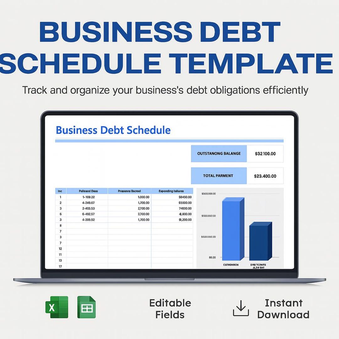 Business Debt Schedule Excel Template – Debt Tracker, Amortization ...