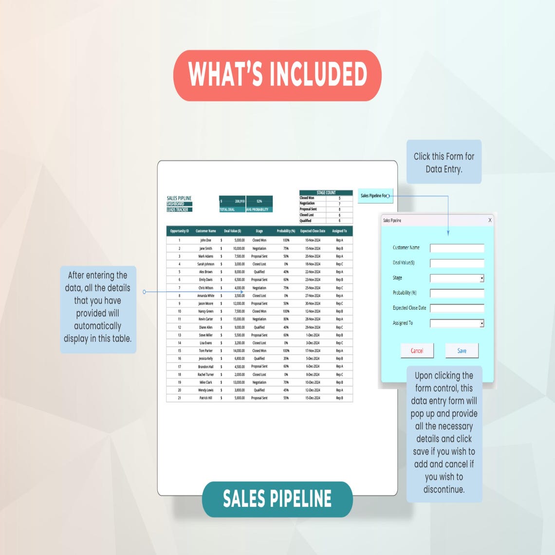 CRM Data Sheet Template – Excel & Google Sheets Customer Database and ...