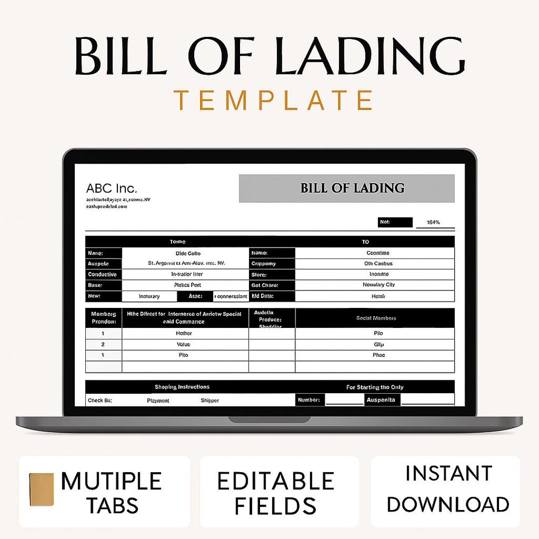Bill of Lading Template Excel Sheets – Shipping Form, Carrier Receipt ...