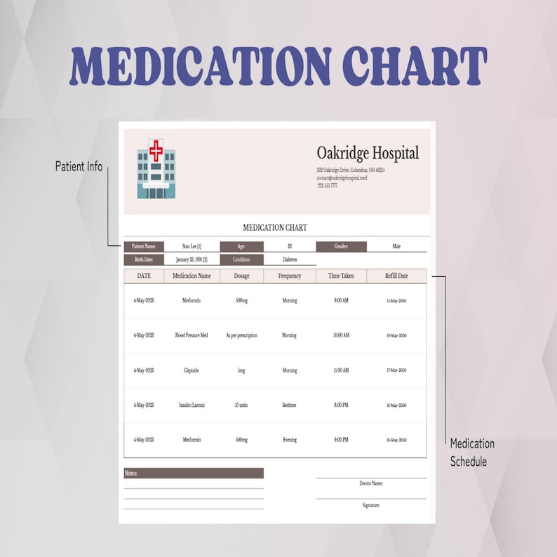 Medication Chart Template Excel Google Sheets Daily Pill Tracker ...