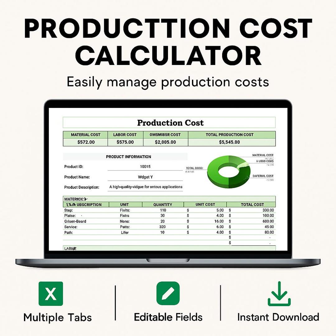 Production Cost Template Excel & Google Sheets | Track Labor, Material ...