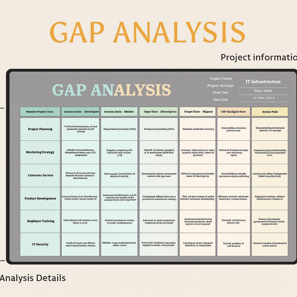 Gap Analysis Excel Template With Google Sheets | Business Performance ...