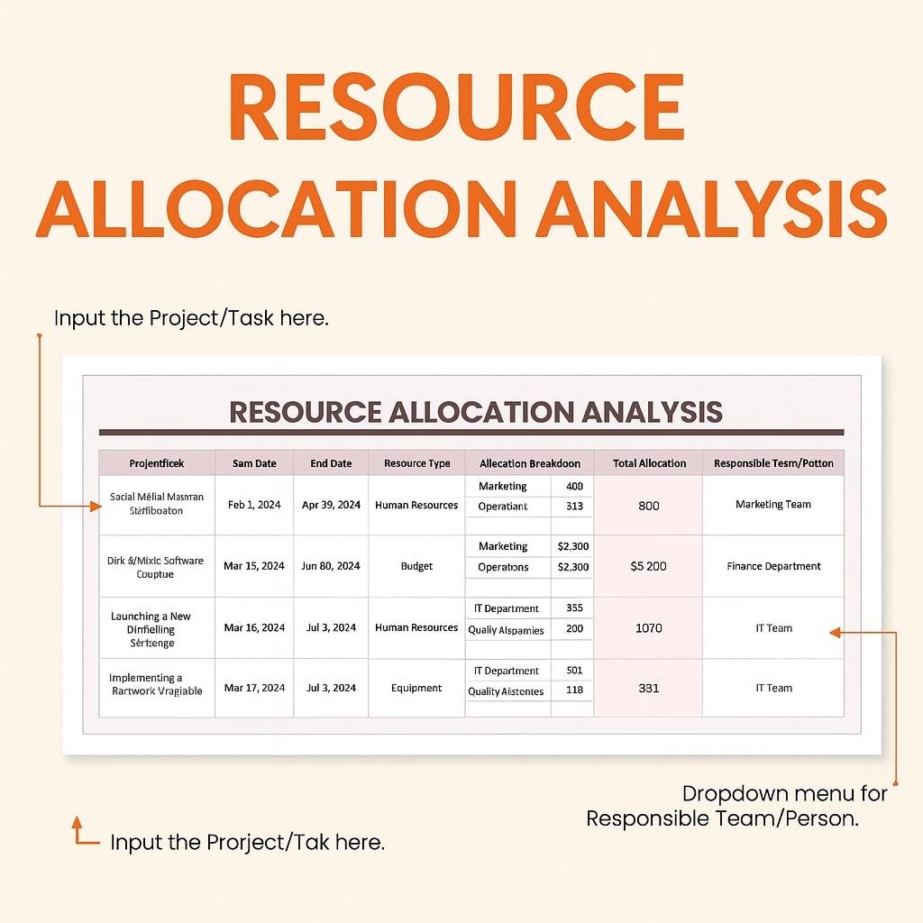 Resource Allocation Analysis Excel Template | Team Capacity Planner ...