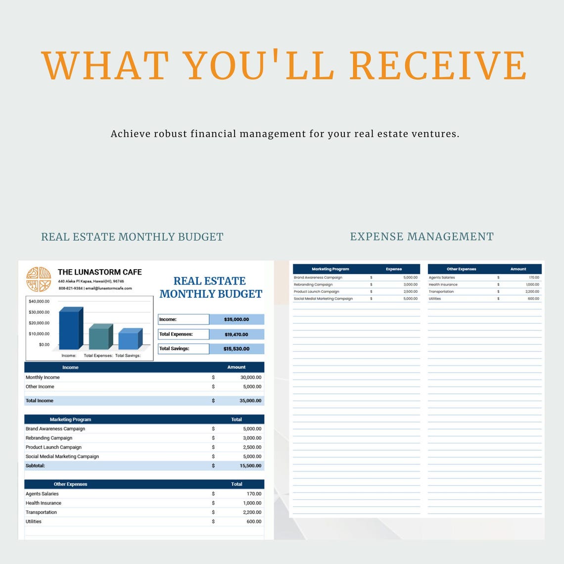 Real Estate Monthly Budget Template | Excel & Google Sheets Property ...