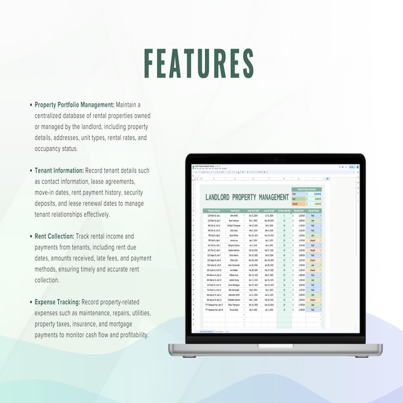 Landlord Property Management Template Excel & Google Sheets | Rental ...