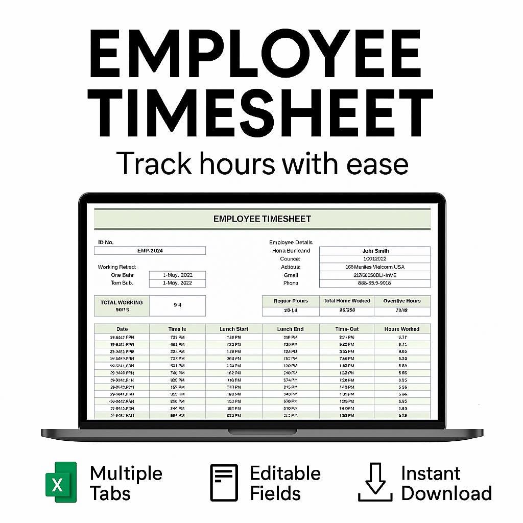 Finance Employee Timesheet Tracker Excel – Timesheet Management ...