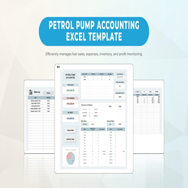 Petrol Pump Accounting Template | Excel & Google Sheets | Fuel Station ...