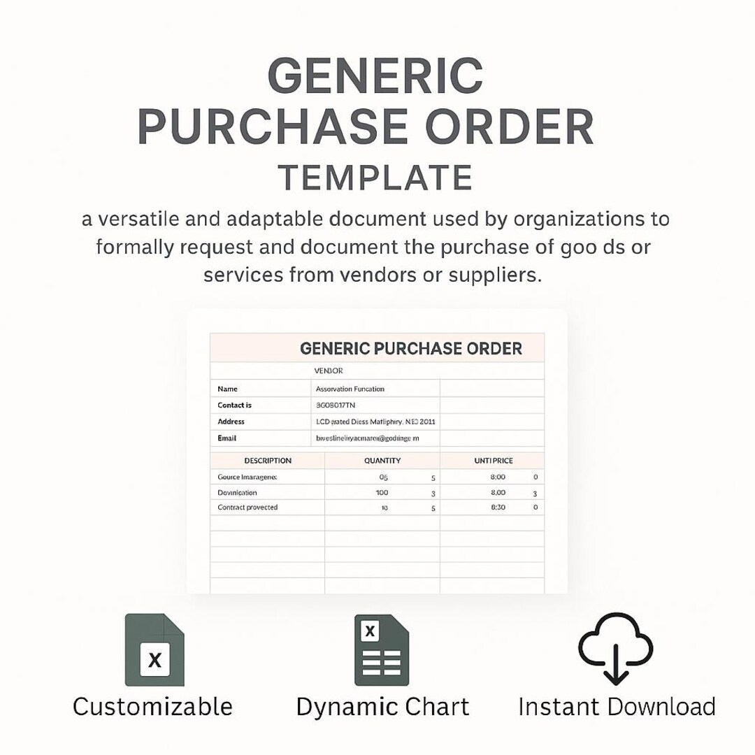 Generic Purchase Order Template Excel | Business Order Form, Vendor ...