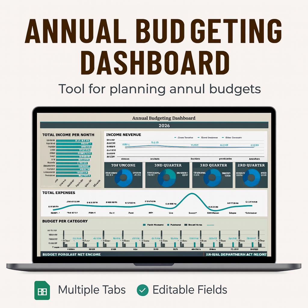 Annual Budgeting Dashboard Template Excel Google Sheets – Yearly Budget ...