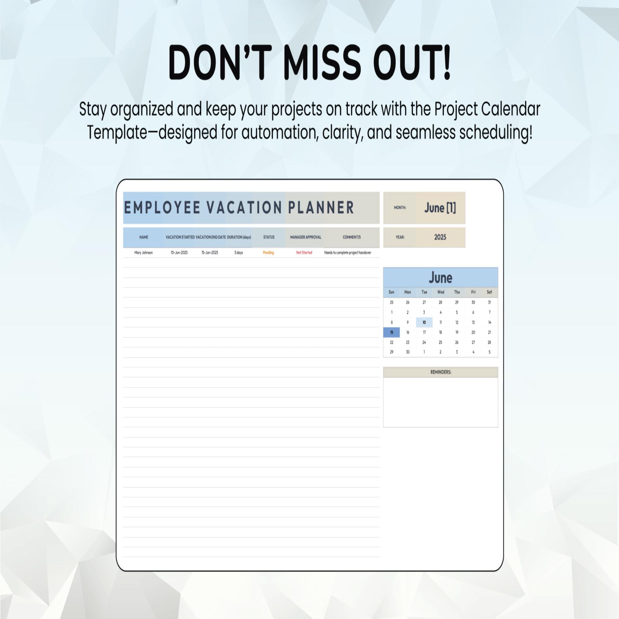 Employee Vacation Planner Template • Excel & Google Sheets • Staff ...