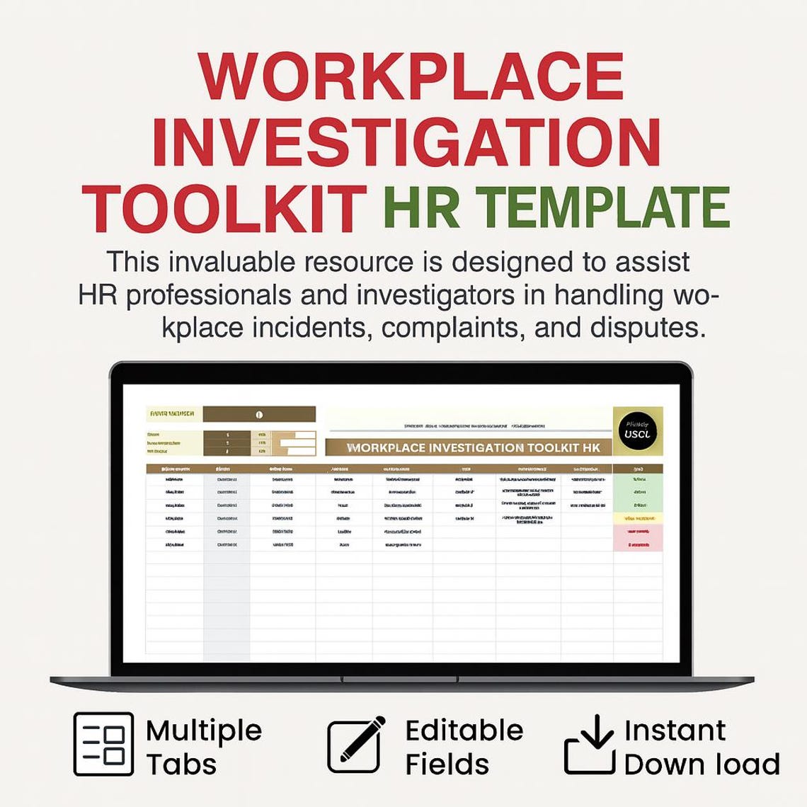 Workplace Investigation Toolkit HR Template Excel Google Sheets ...