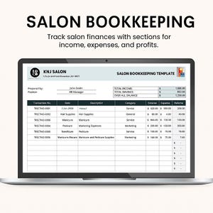 Saloon Bookkeeping Template Excel & Google Sheets | Expense, Income ...