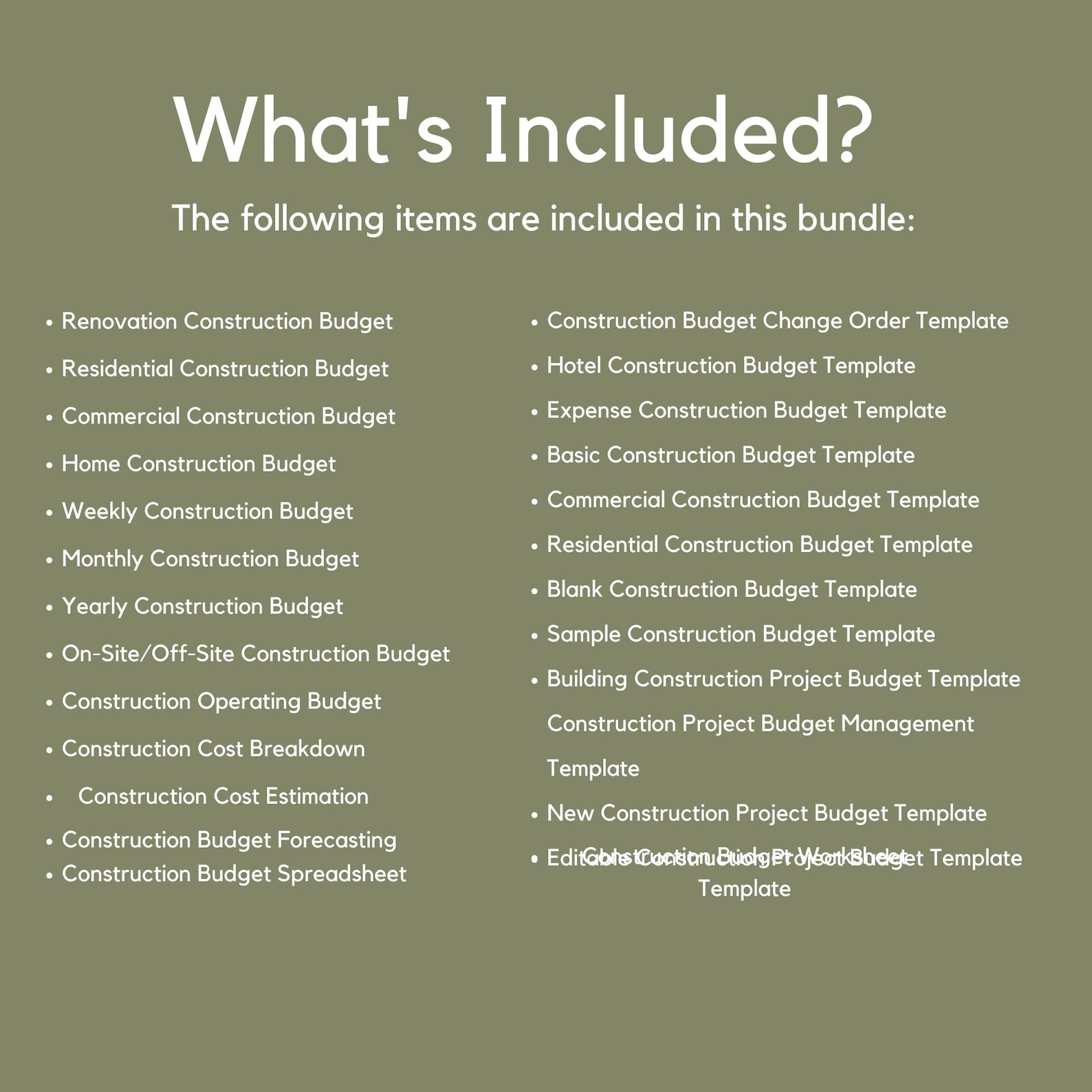 All-in-one Construction Budget Templates Bundle | Excel & Google Sheets ...