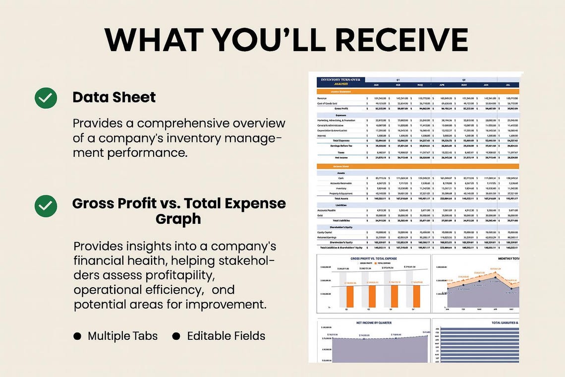 Inventory Turnover Analysis Template Excel & Google Sheets | Product ...