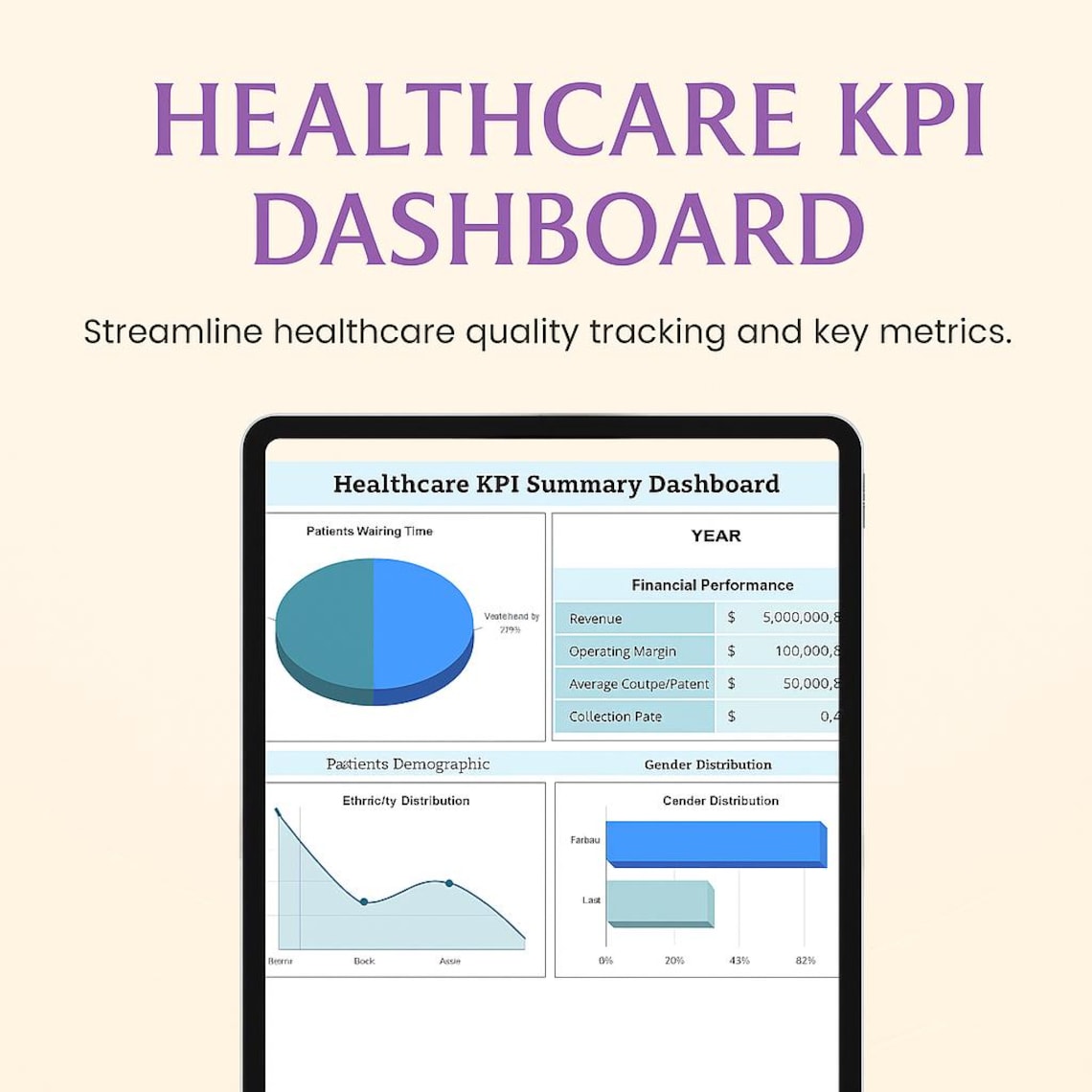 Healthcare KPI Dashboard Excel Google Sheets Template | Medical ...