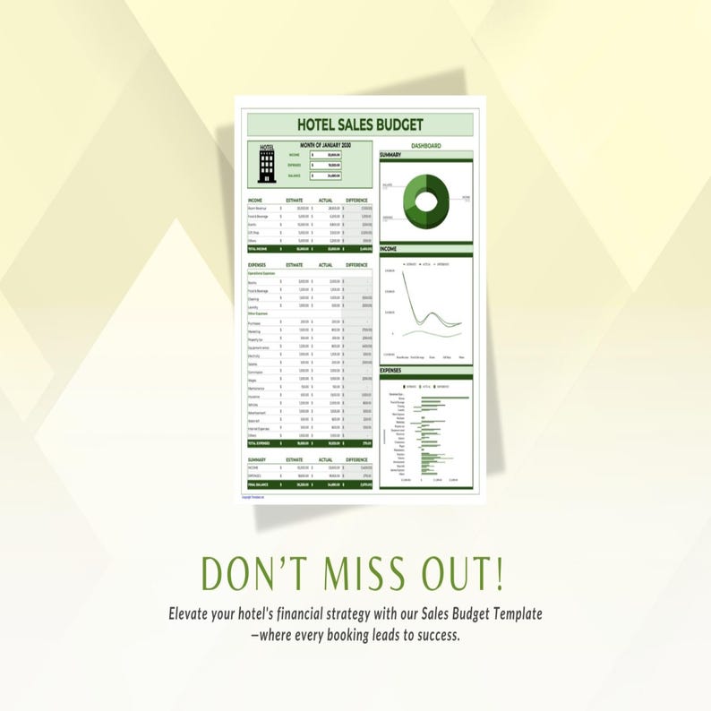 Hotel Sales Budget Template – Excel & Google Sheets Revenue Planner ...