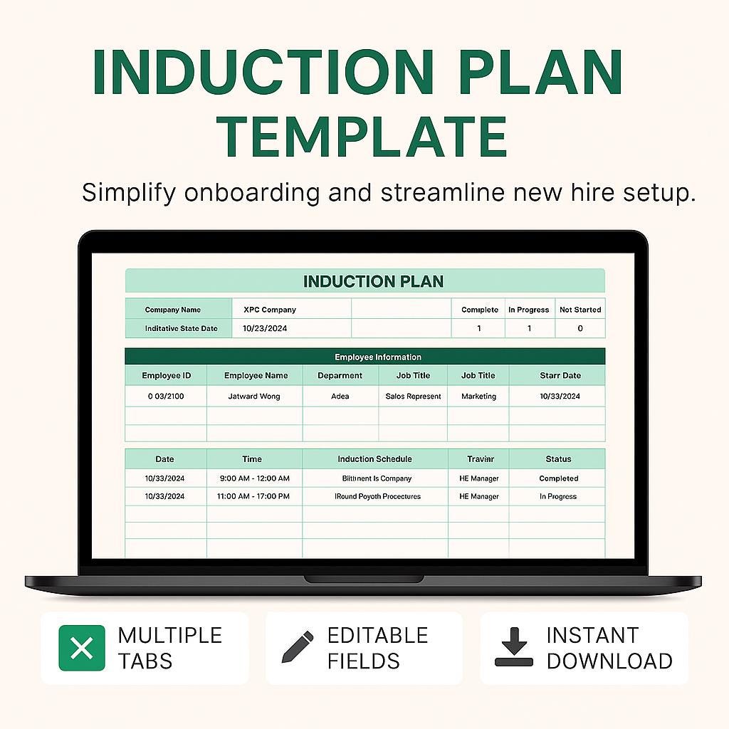 Induction Plan Template | Employee Onboarding Checklist PDF | HR ...