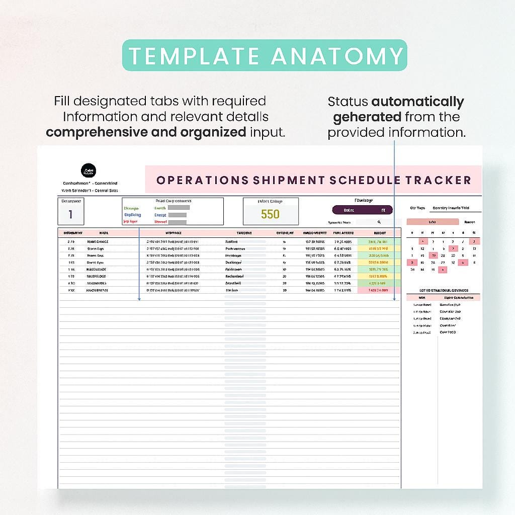 Operations Shipment Schedule Tracker Excel Template – Logistics Planner ...