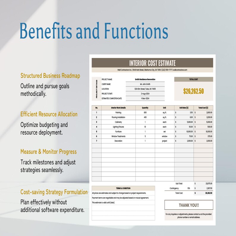 Interior Cost Estimate Template – Excel & Google Sheets Interior ...