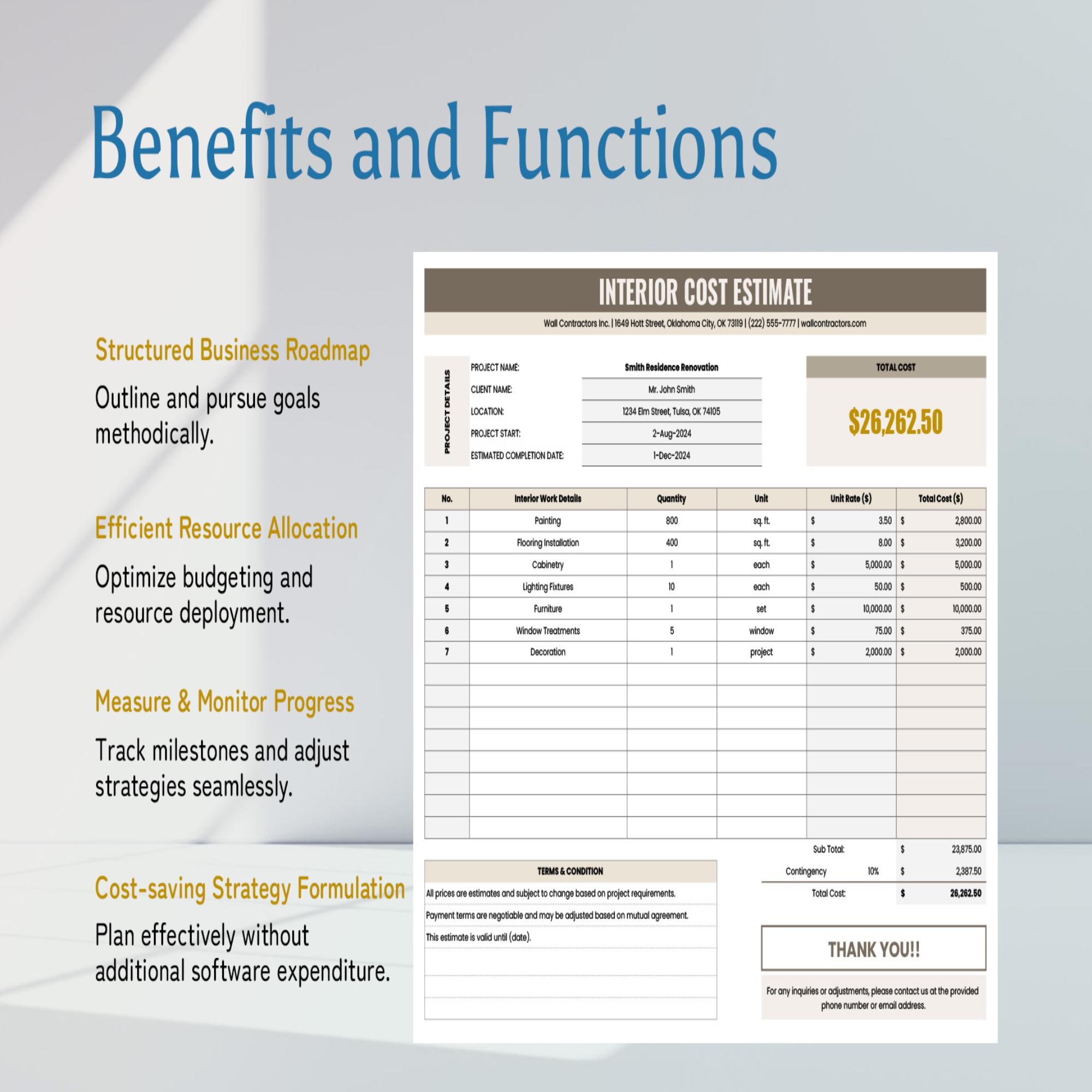 Interior Cost Estimate Template – Excel & Google Sheets Interior ...