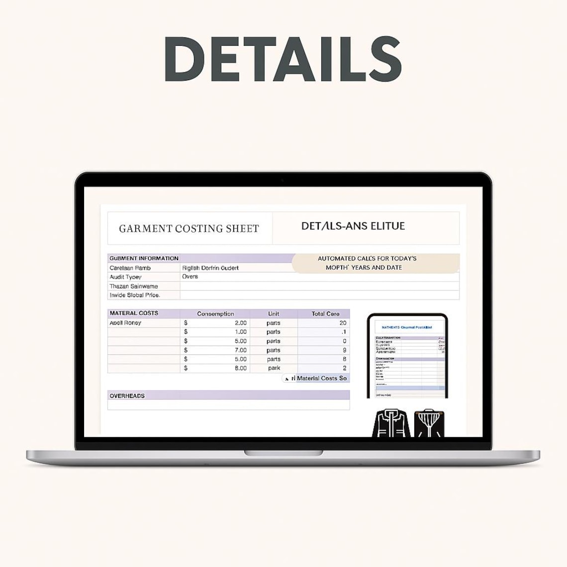 Garment Costing Sheet Template Excel & Google Sheets | Apparel ...