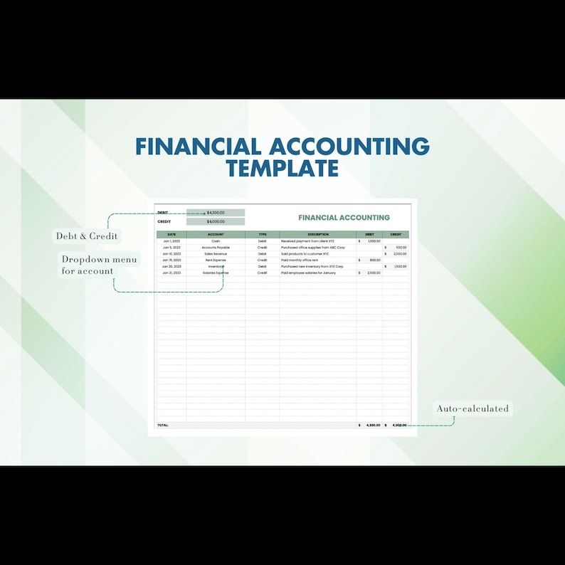 Financial Accounting Template Excel Google Sheets – General Ledger ...